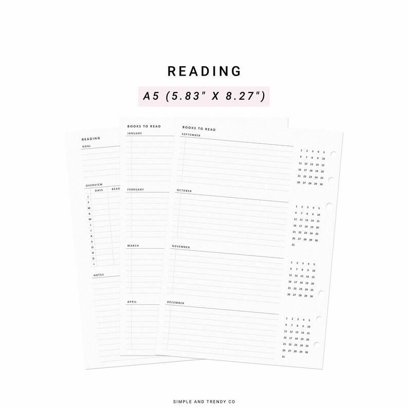 Reading List Student Reading Log Reading Planner A5 Planner - Etsy