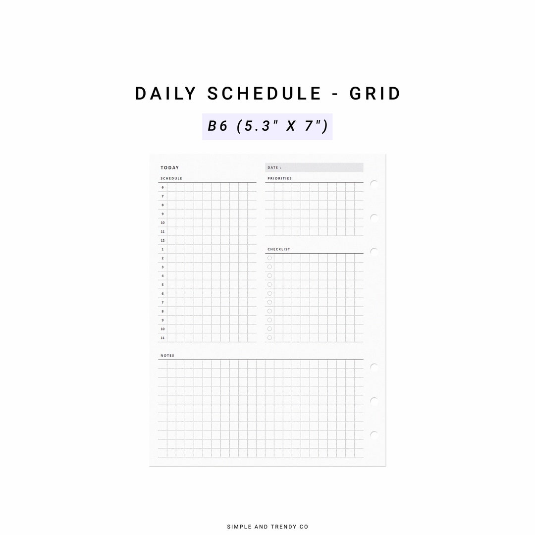 Daily Planner Printable B6 Inserts Daily Planners and - Etsy