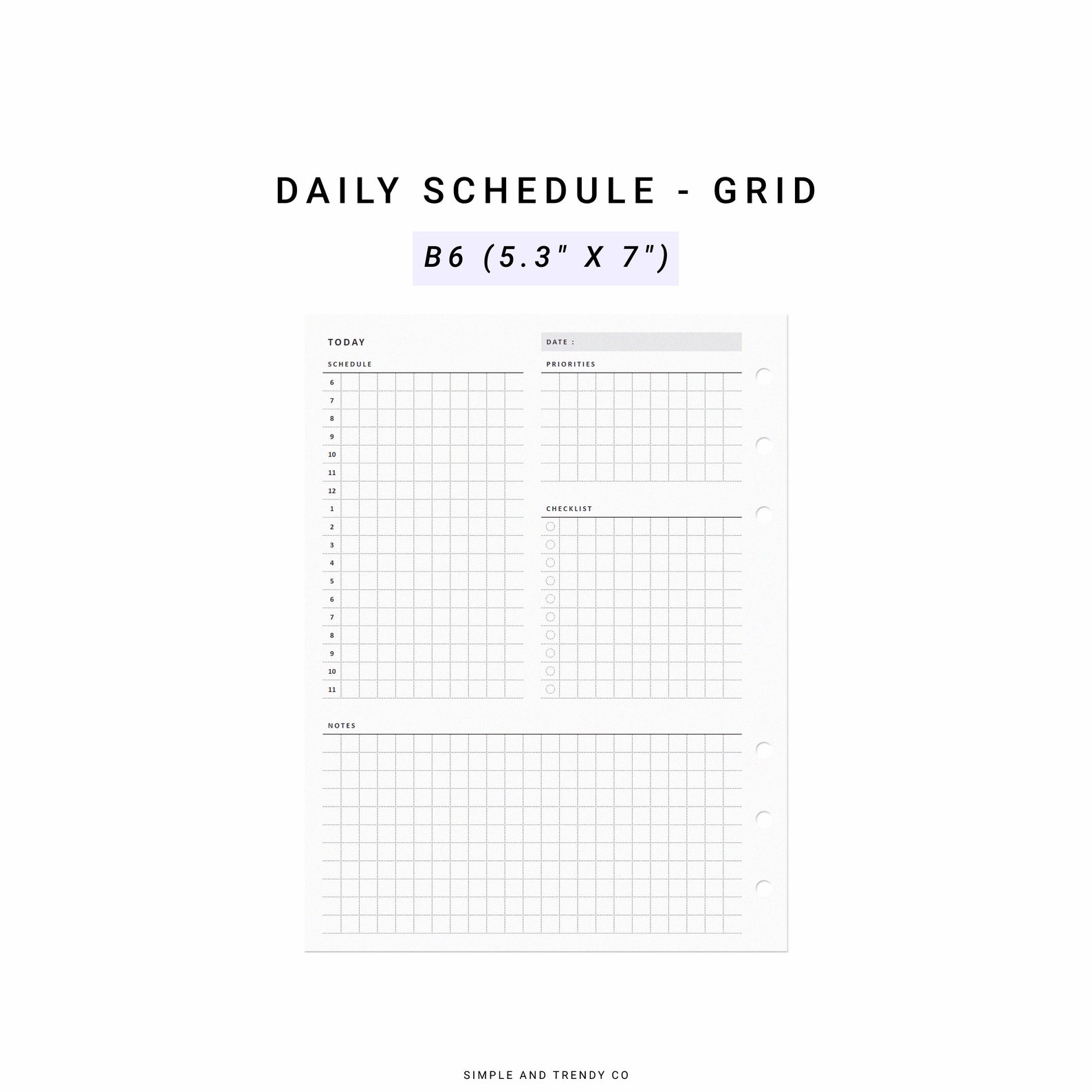 Daily Planner Printable B6 Inserts Daily Planners and - Etsy