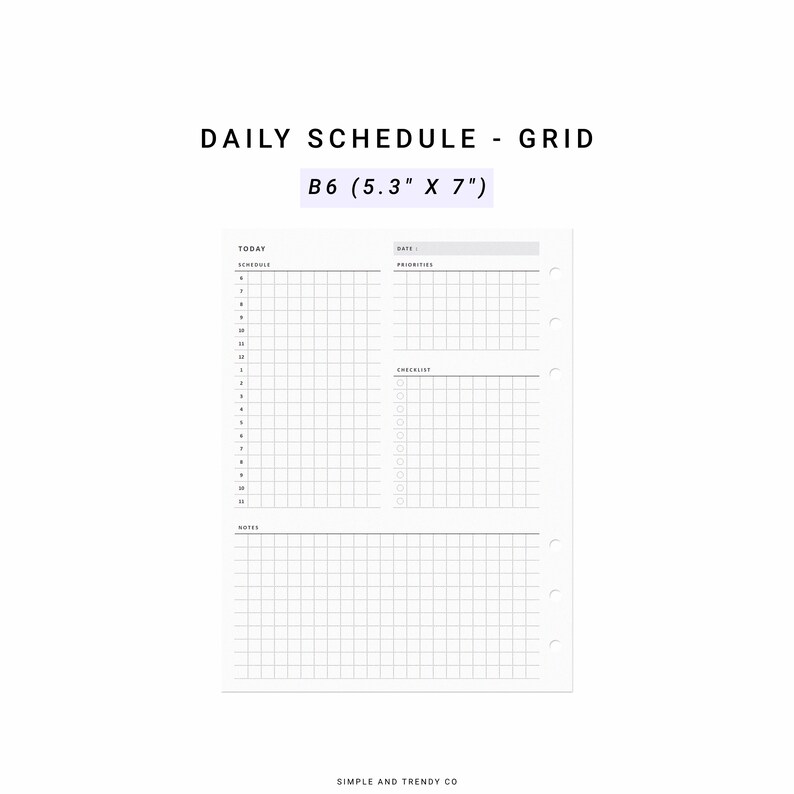 Daily Planner Printable B6 Inserts Daily Planners and - Etsy