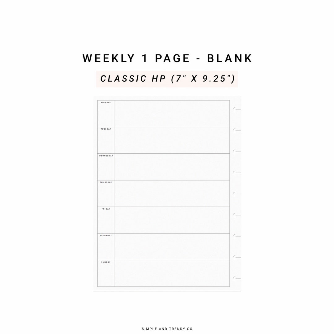 Weekly on One Page, Weekly Planner Pages Printable Happy Planner ...