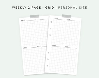 Week on 2 Two Pages A5 Planner Inserts Weekly Agenda | Etsy