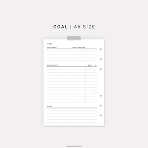 Goal A6 Inserts Goal Setting Goal Planner Goal Tracker | Etsy