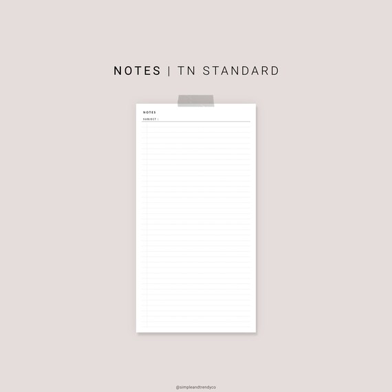 Notes Paper TN Standard Printable Writing Paper Lined Notes | Etsy