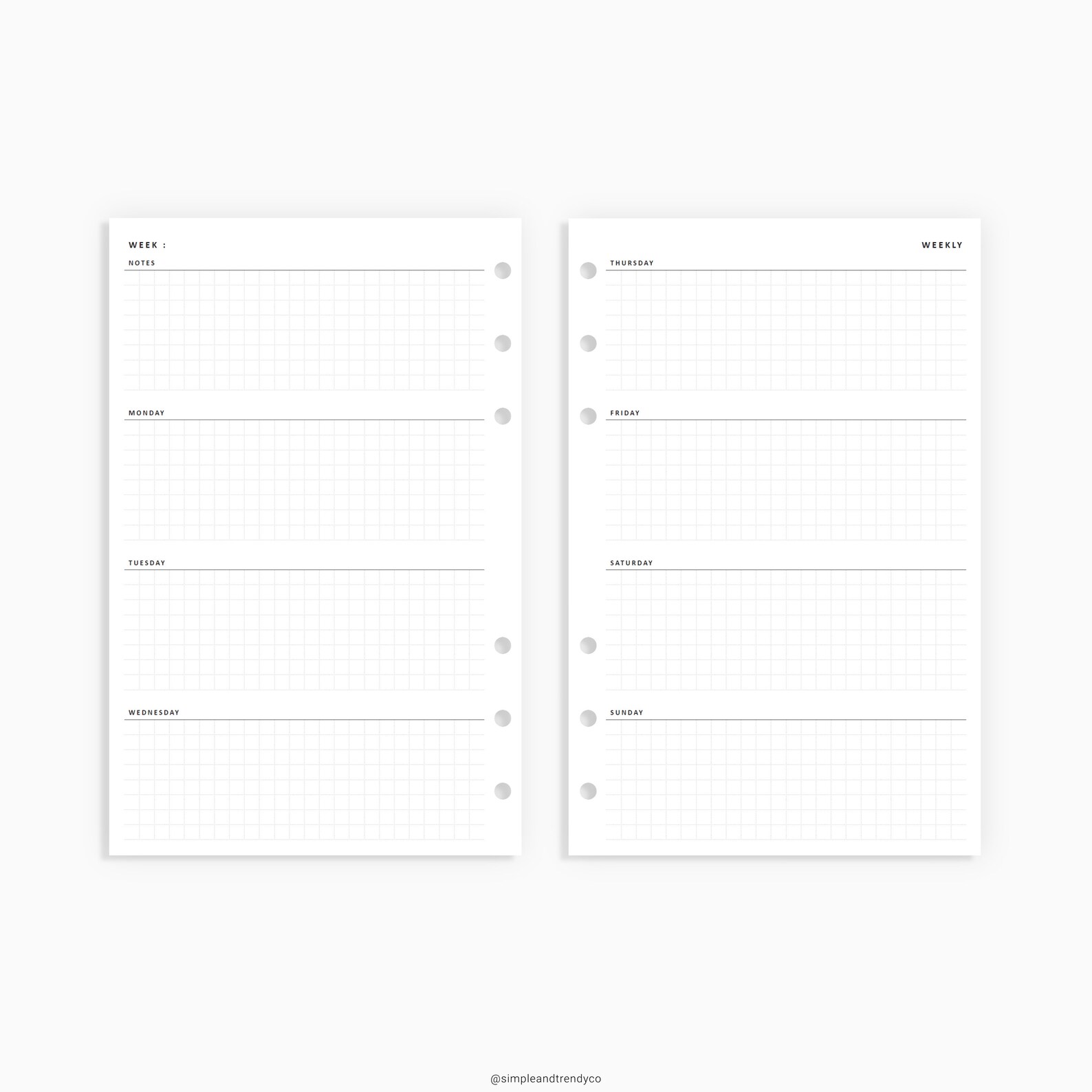 Weekly Planner Printable Half Size Half Letter Inserts Weekly | Etsy