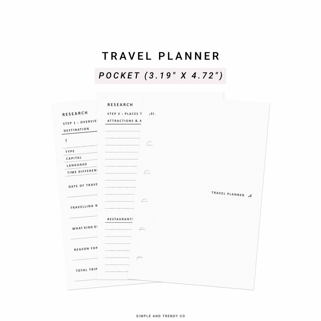 Travel Planner Printable Pocket Size, Family Vacation Travel Packing ...