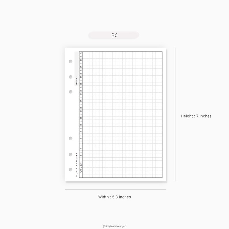 Monthly Goal Tracker Habit Tracker Printable B6 Inserts | Etsy