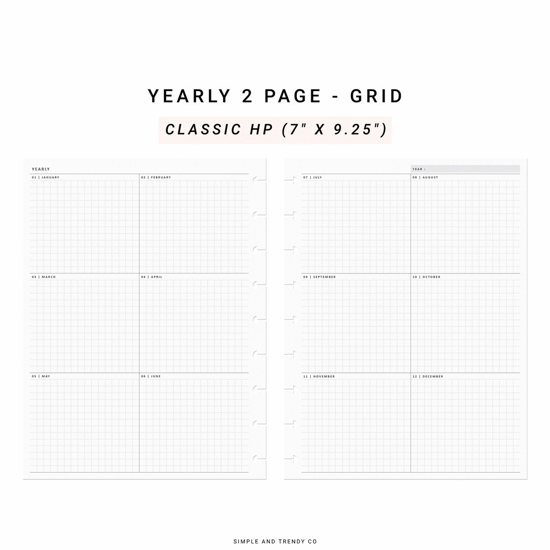 Year at A Glance Happy Planner Classic, Yearly Planner, Printable ...