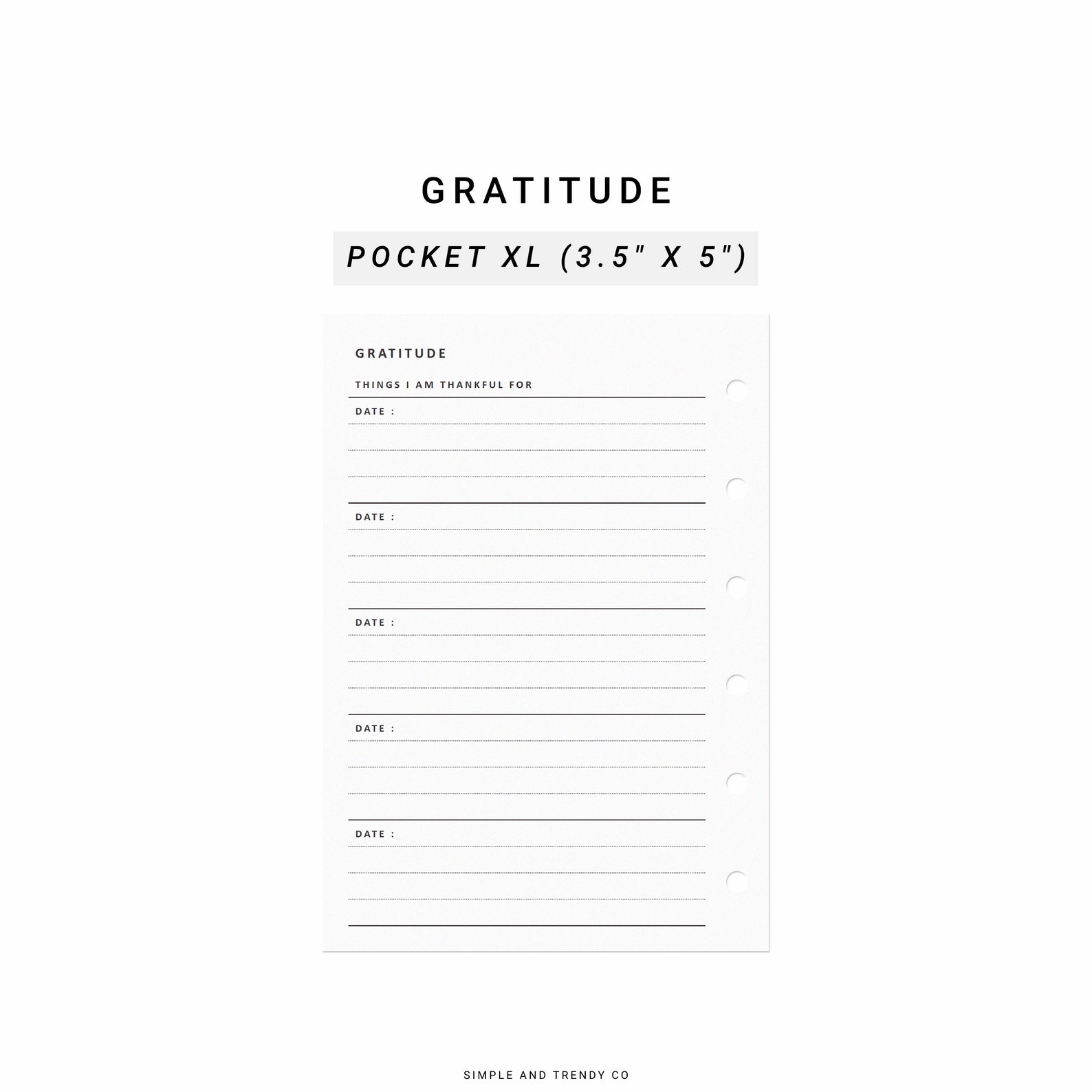 Daily Gratitude Pocket XL Printable Gratitude Log Gratitude - Etsy