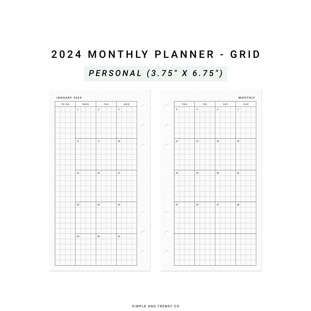 2024 Monthly Planner Minimalist Printable, Personal Planner Inserts - Etsy