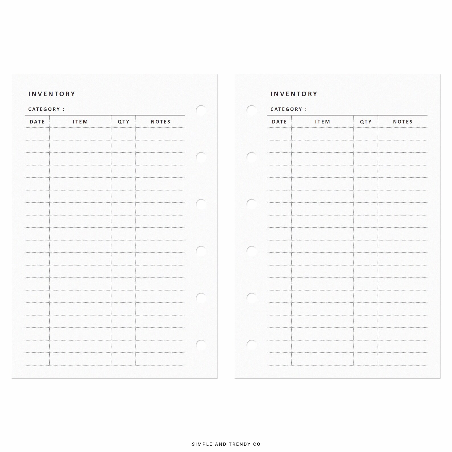 Inventory Tracker Printable Pocket Size Inventory List - Etsy