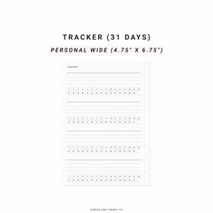 31 Day Challenge Tracker Personal Wide, Habit Tracker Printable ...