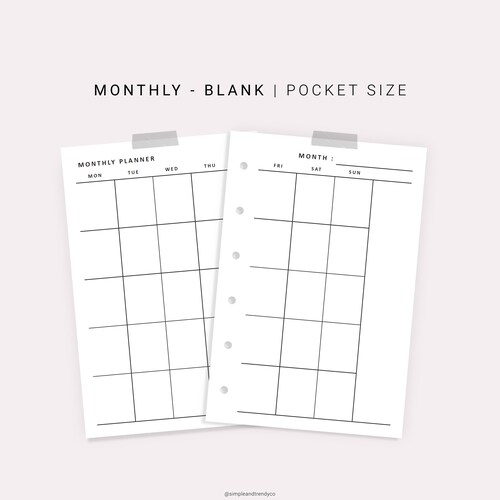 Month at a Glance Monthly Planner Undated Monthly Layout | Etsy