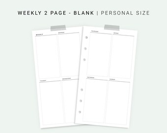Week on 2 Two Pages A5 Planner Inserts Weekly Agenda | Etsy