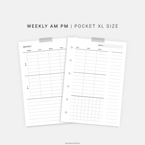 Weekly Planner Pocket XL Weekly Agenda WO2P Printable | Etsy