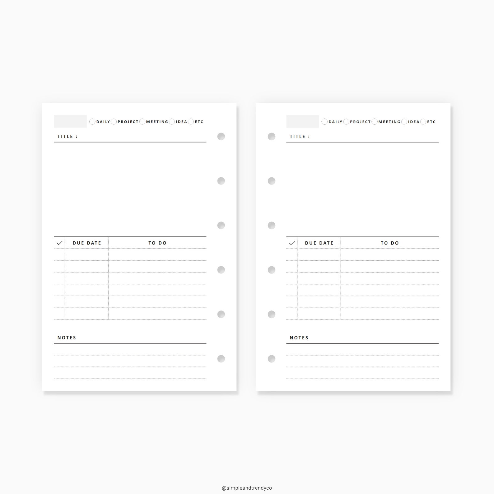 Project Planner Pocket Size Printable Daily Planner Ideas | Etsy