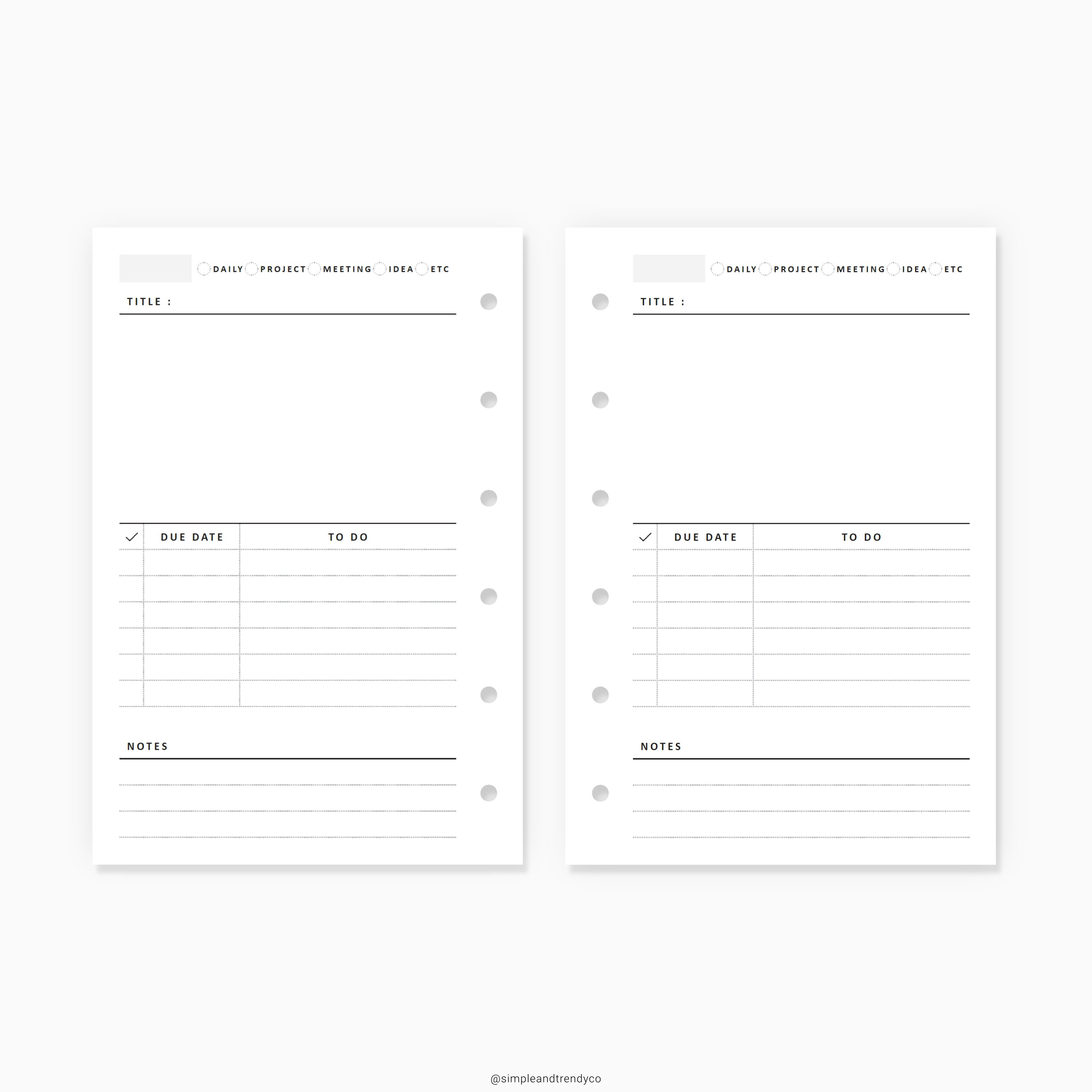 Project Planner Pocket Size Printable Daily Planner Ideas | Etsy