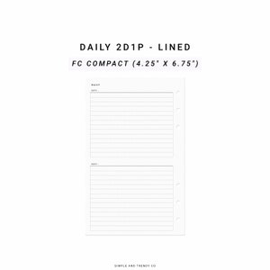 2 Days on 1 Page FC Compact, Printable Daily Planner, Daily to Do List ...