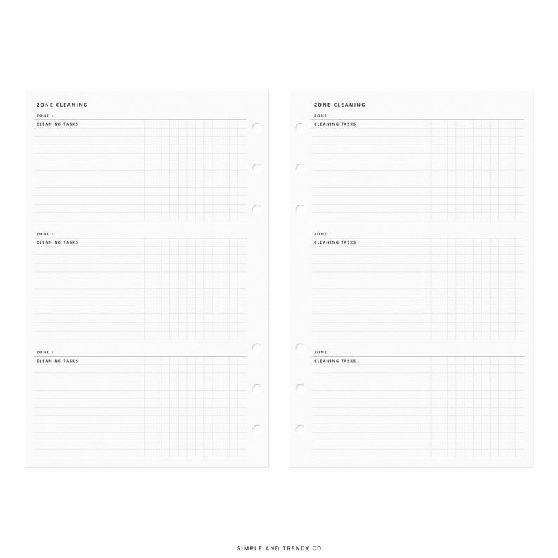 Zone Cleaning Half Size Half Letter Inserts Cleaning Zones - Etsy