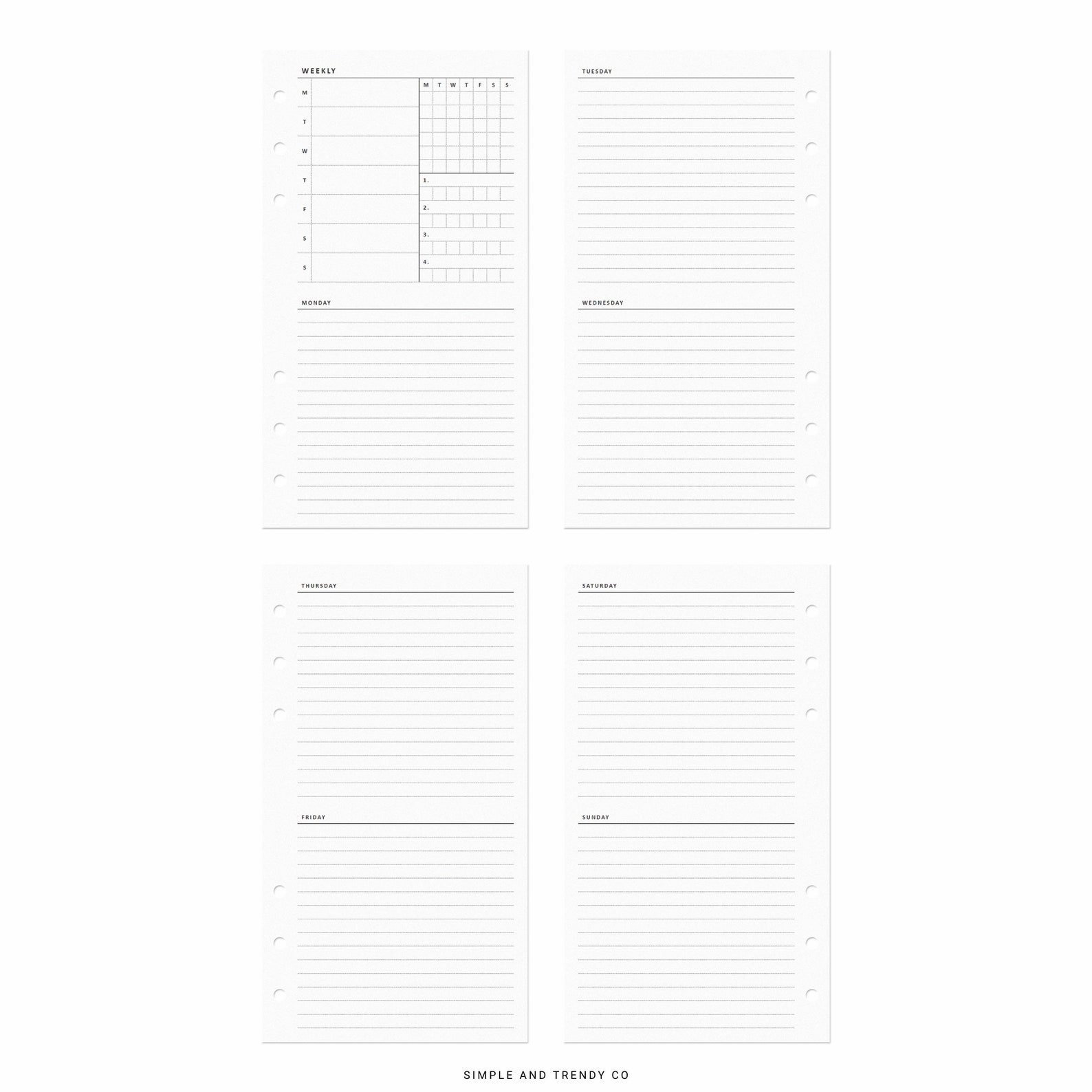 Undated Weekly Planner Printable Personal Planner Inserts, Weekly ...