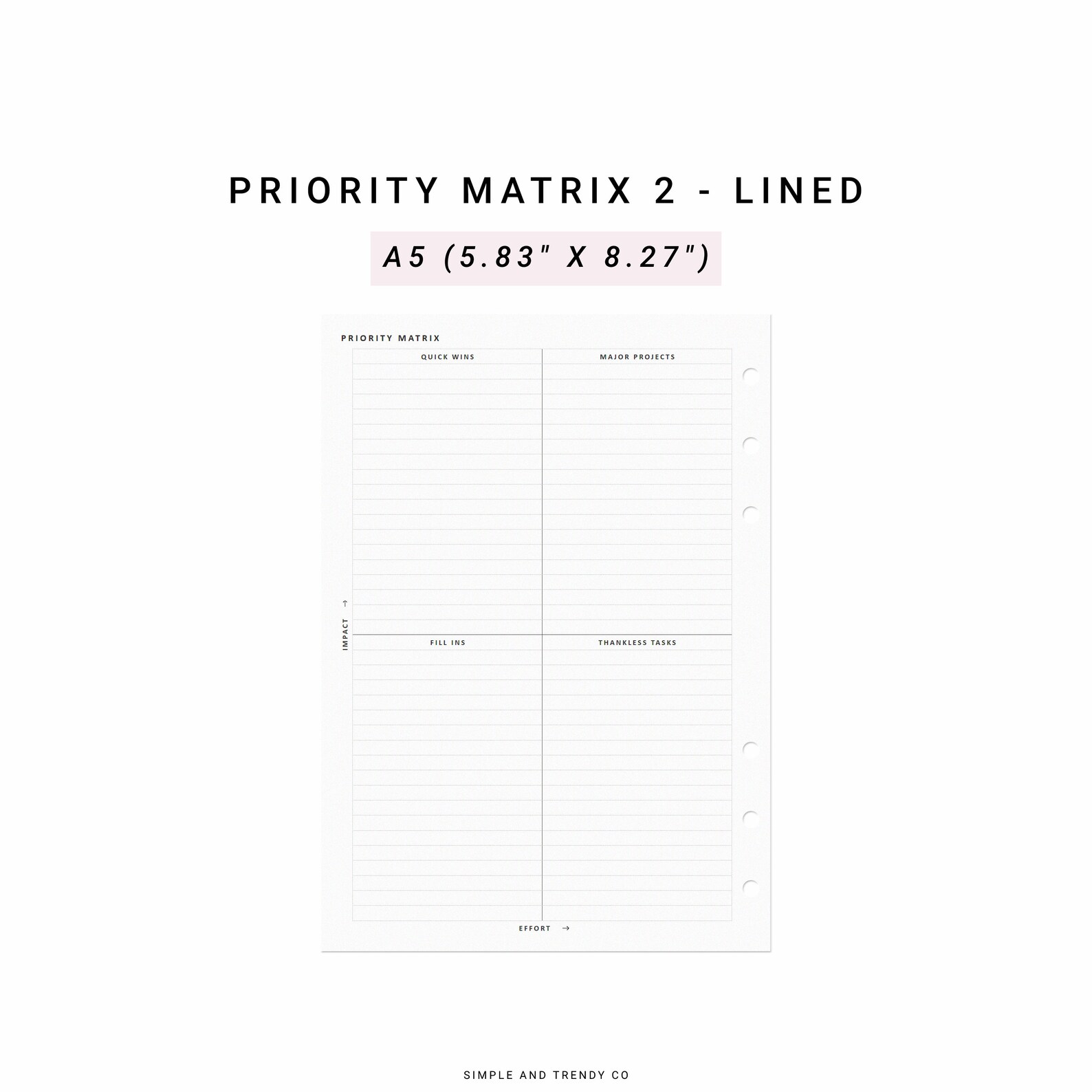 Action Priority Matrix Quick Wins Major Projects Fill Ins - Etsy