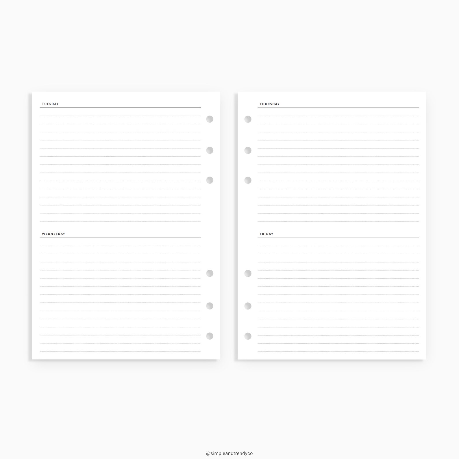 Undated Weekly Planner Printable Personal Wide Weekly | Etsy