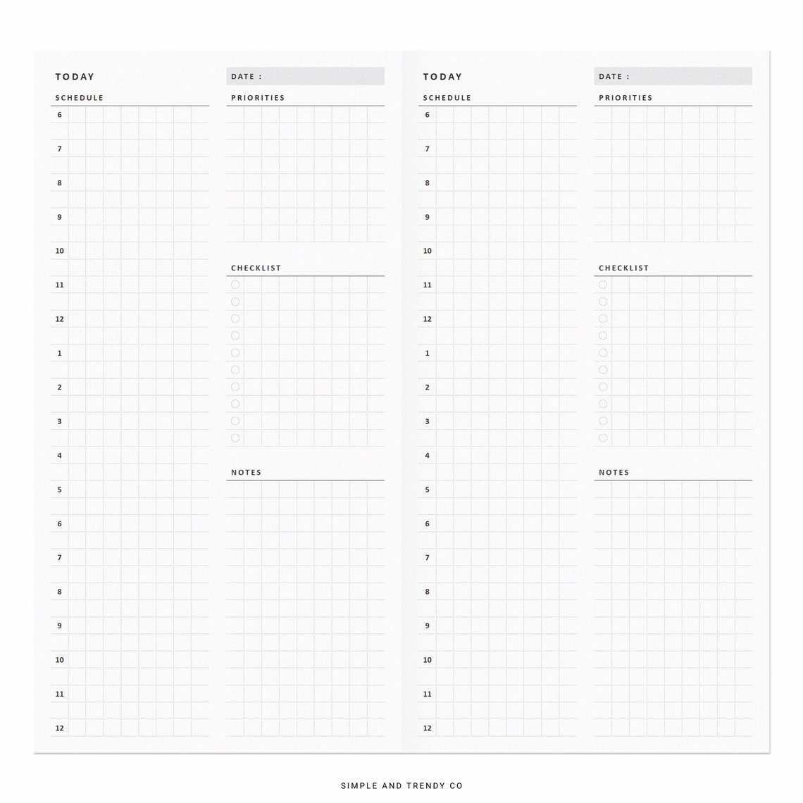 Daily Planner Printable TN Standard Daily Organizers Daily - Etsy