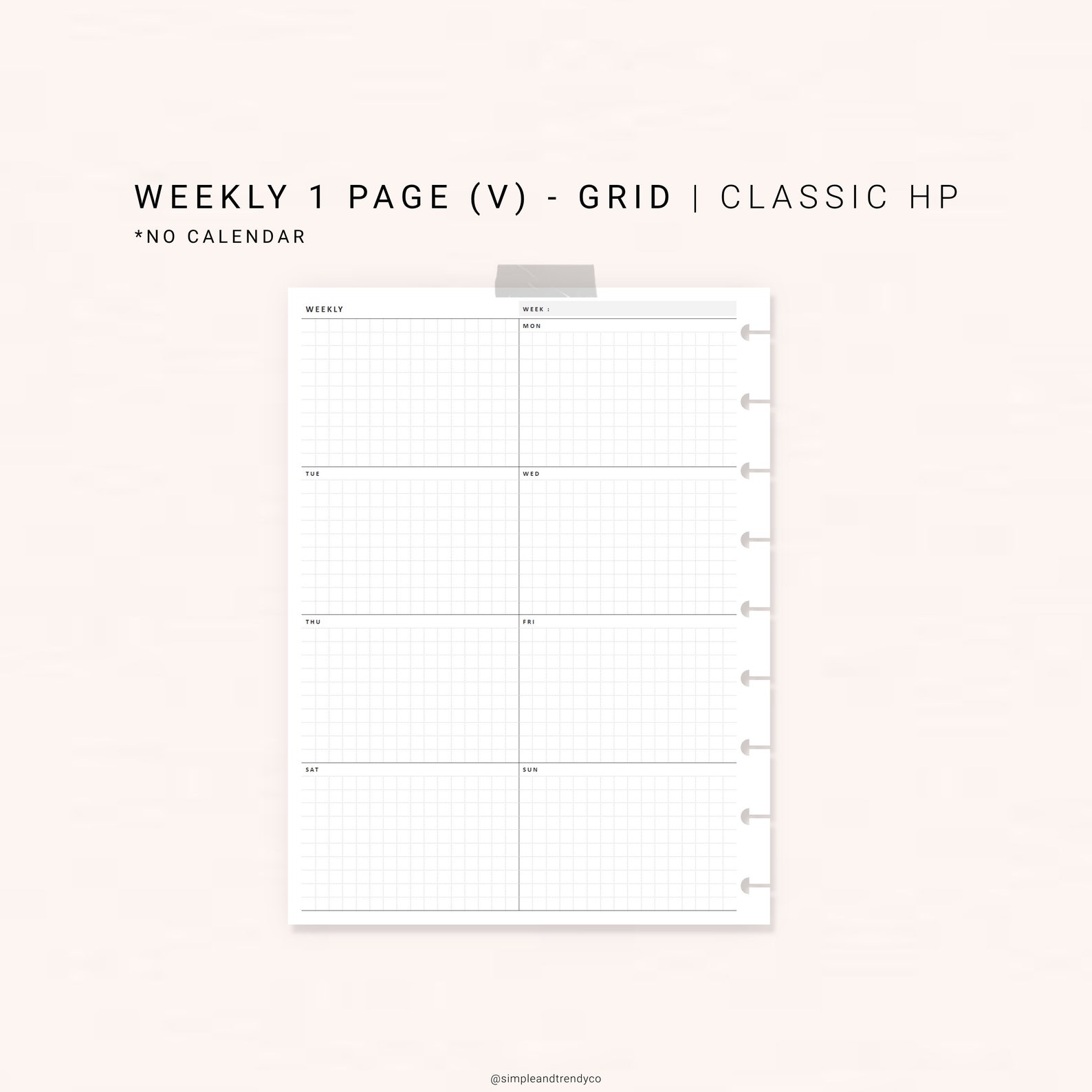 Week on One Page Printable Happy Planner Classic Weekly 1 | Etsy