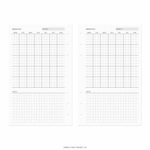 Month on One Page MO1P FC Compact, Undated Monthly Planner, Minimalist ...