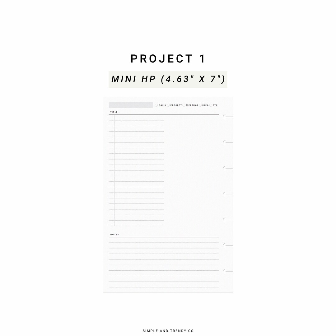 Project Planner Happy Planner Mini, Printable Daily Planner, Ideas ...