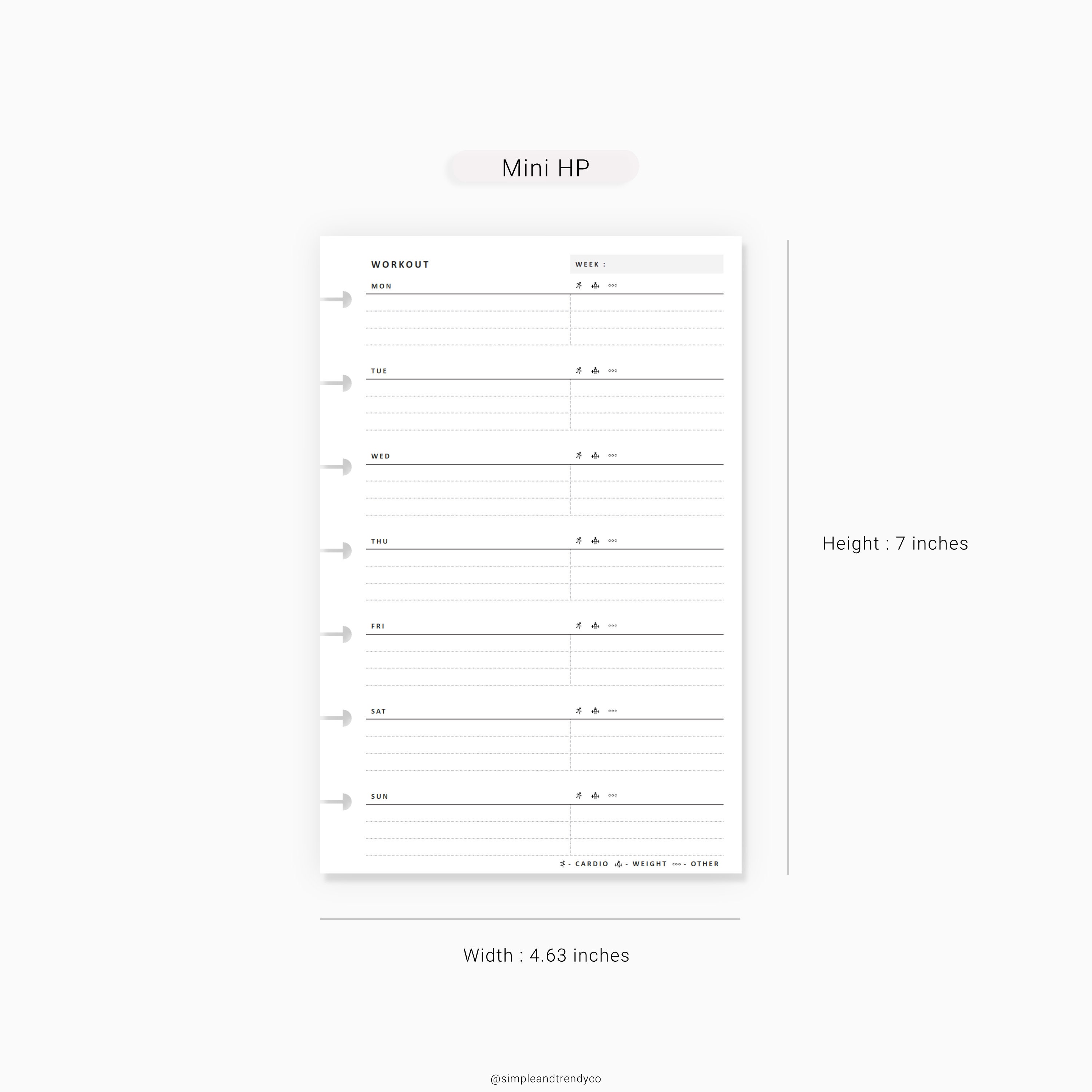 Workout Tracker Happy Planner Mini Printable Weekly Workout | Etsy