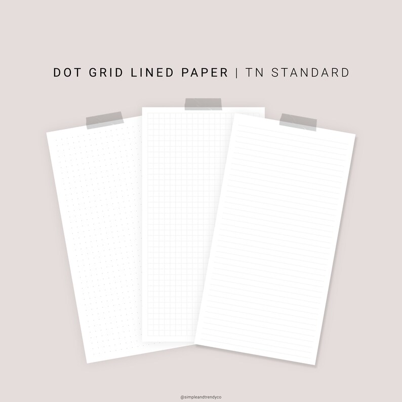 Dot Grid Lined Paper TN Standard Printable Writing Paper | Etsy