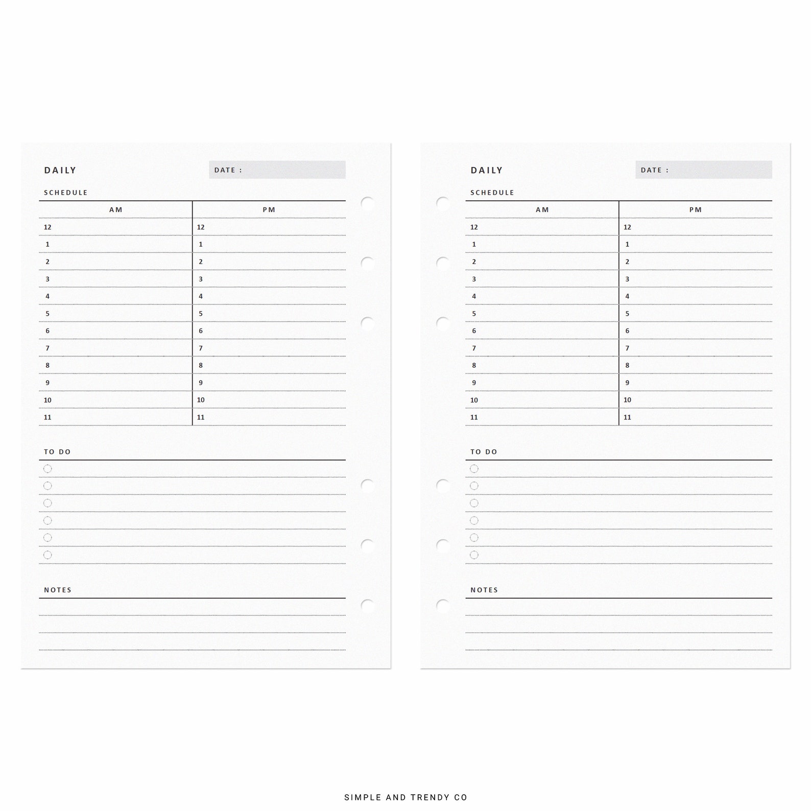 Daily Planner 24 Hour A6 Inserts Printable Daily Schedule - Etsy