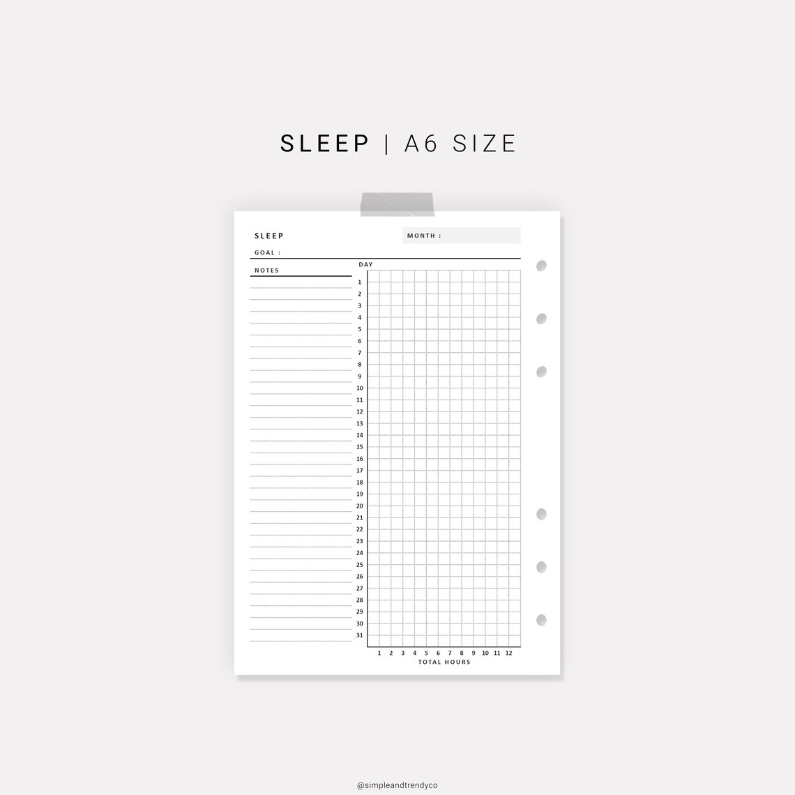 Sleep Tracker A6 Inserts Sleep Log Printable Sleep Cycle | Etsy