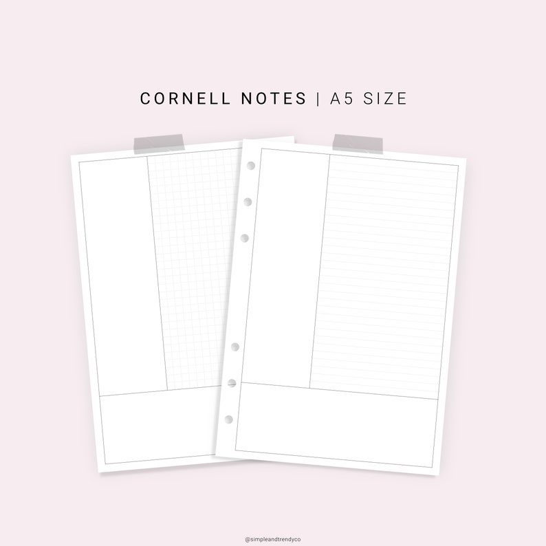 Cornell Notes Printable Notes Set A5 Planner Inserts Cornell | Etsy