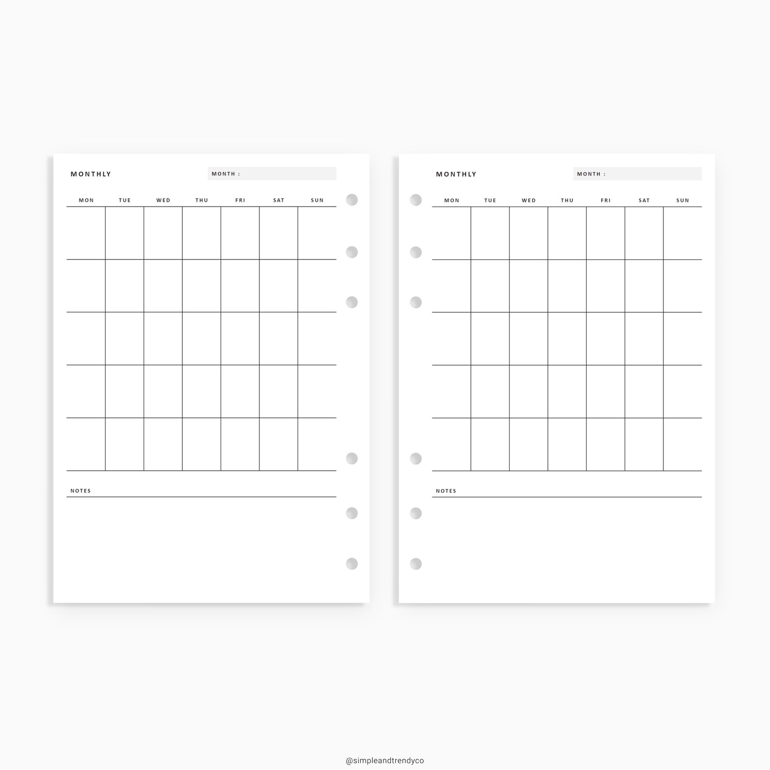 Month on One Page MO1P Personal Wide Undated Monthly Planner | Etsy