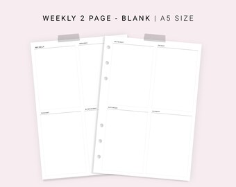 Week on 2 Two Pages A5 Planner Inserts Weekly Agenda | Etsy