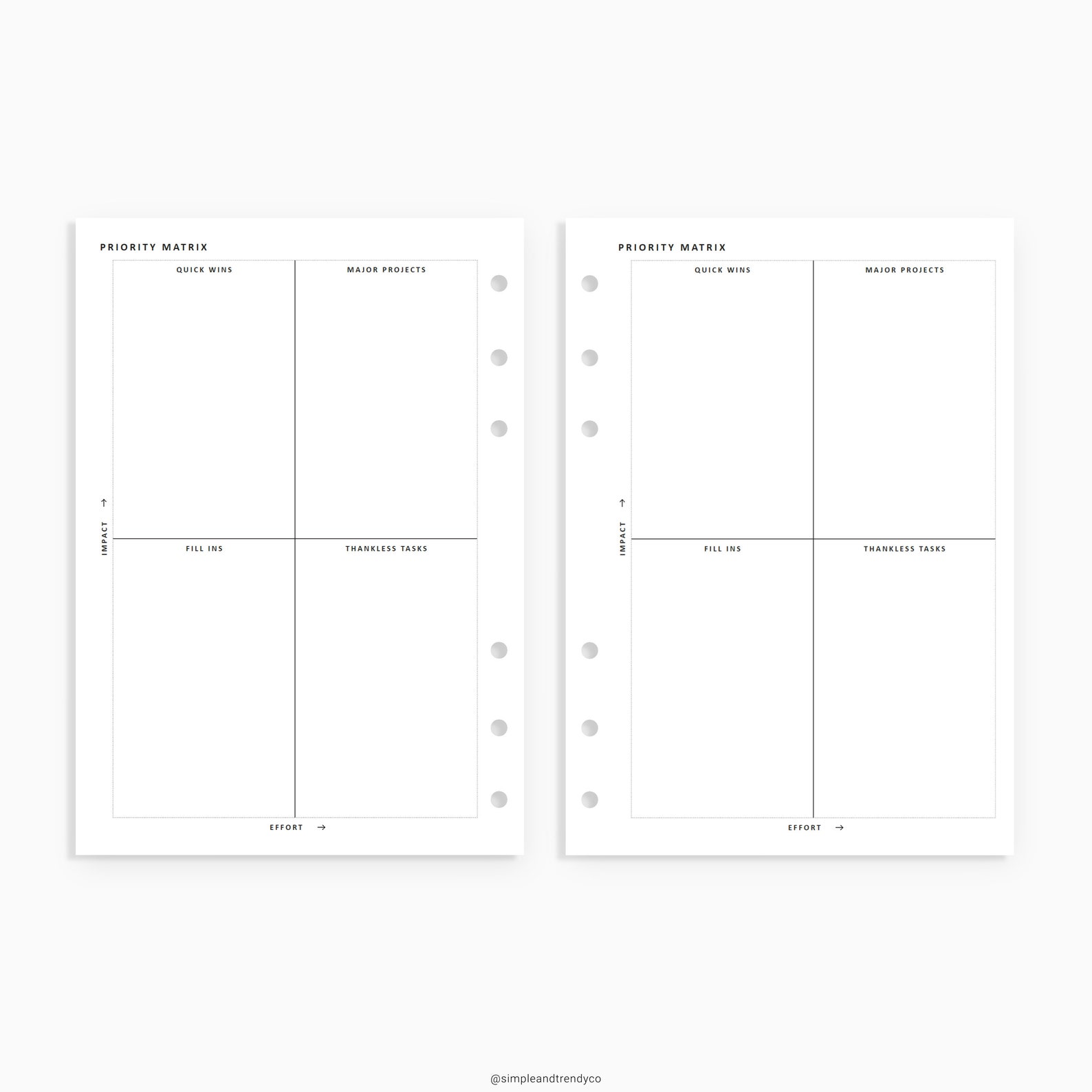 Action Priority Matrix Quick Wins Major Projects Fill Ins | Etsy