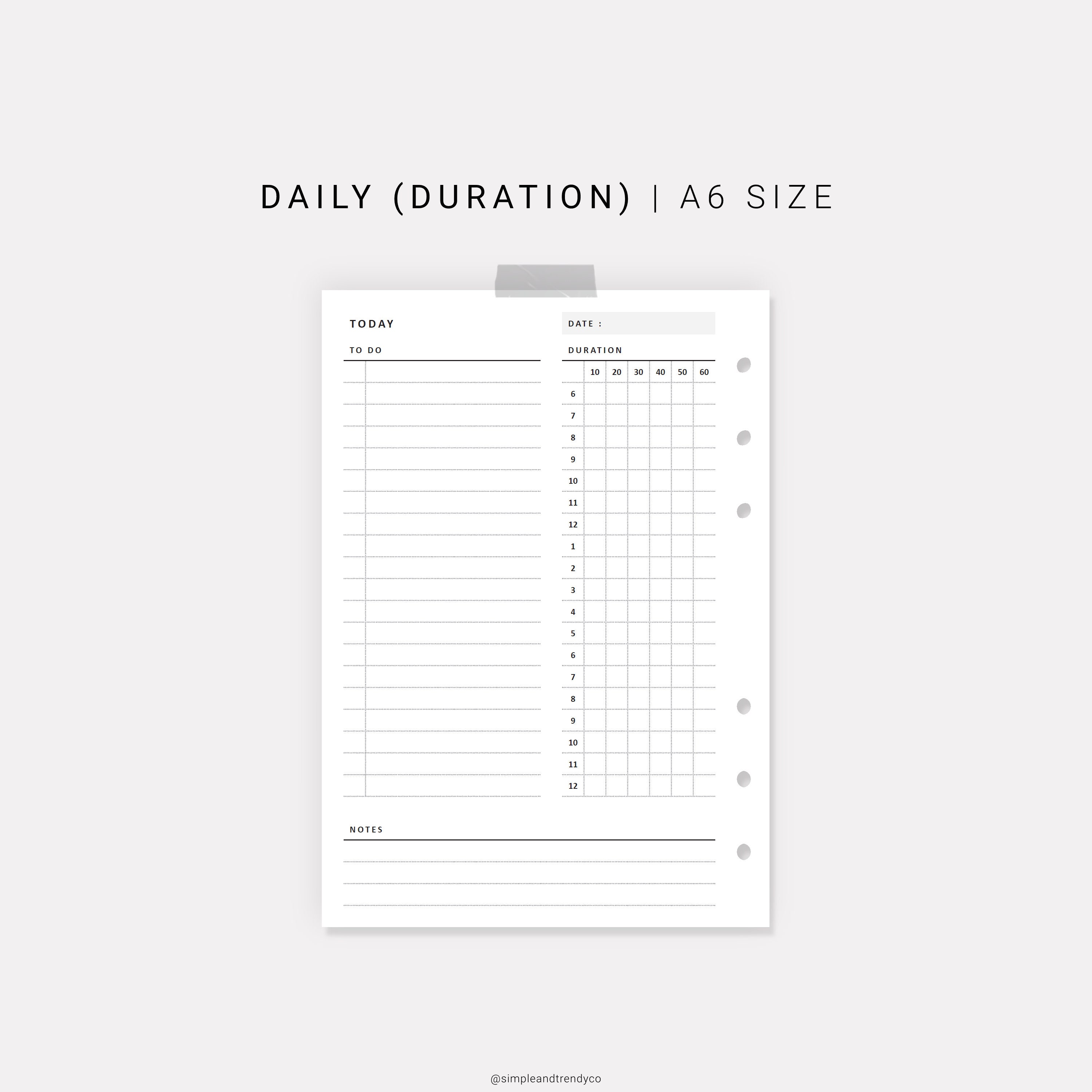 Daily Planner Printable A6 Inserts Daily Organizers Daily | Etsy