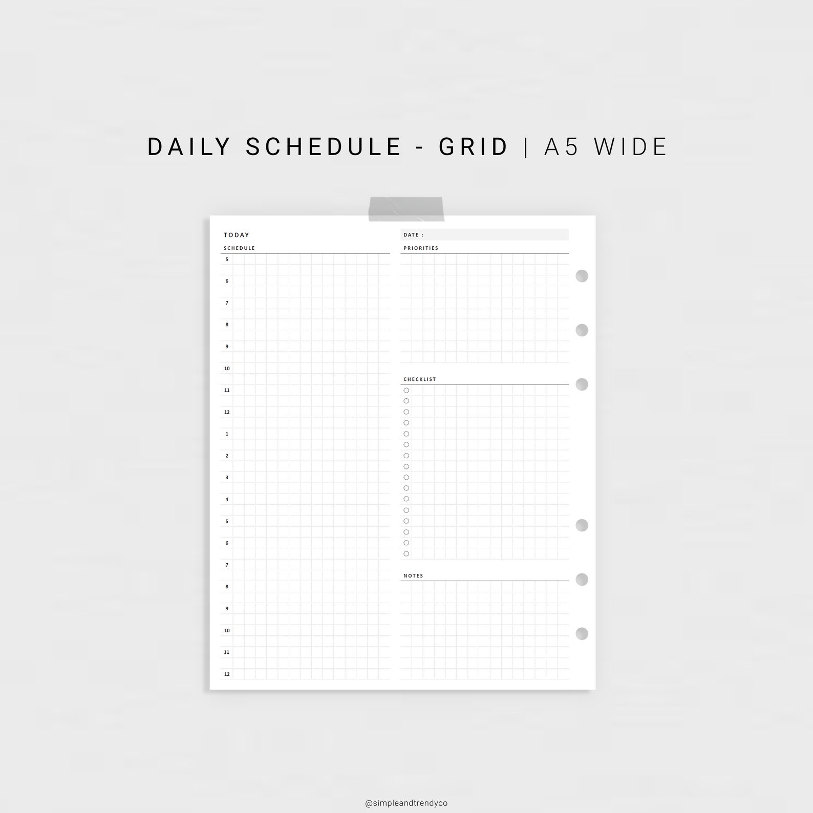 Daily Planner Printable A5 Wide Daily Planners and | Etsy