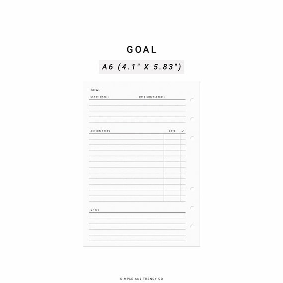 Goal A6 Inserts Goal Setting Goal Planner Goal Tracker - Etsy Goal A6 Inserts Goal Setting Goal Planner Goal Tracker - Etsy