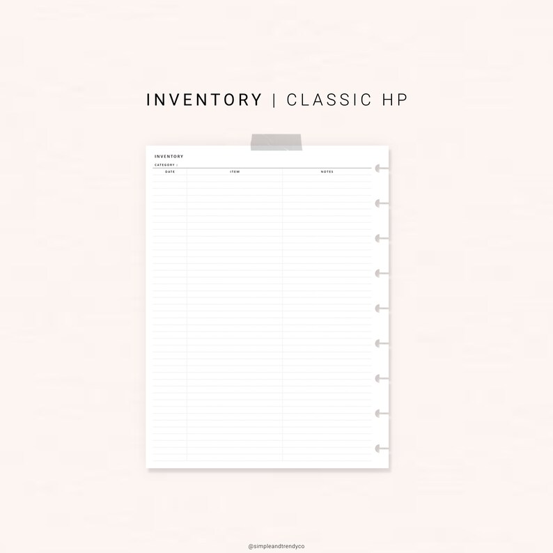 Inventory Tracker Printable Happy Planner Classic Inventory | Etsy