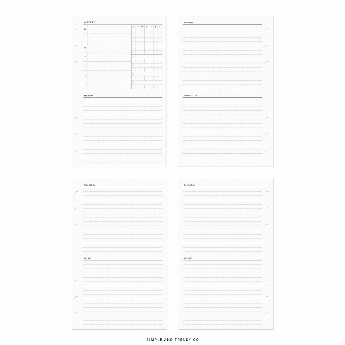 Undated Weekly Planner Printable FC Compact Weekly Schedule - Etsy