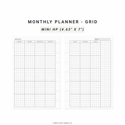 Monthly Planner Printable Minimalist Planner Happy Planner - Etsy