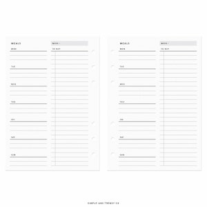 Meal Planner A6 Inserts, Weekly Meal Plan Template Printable, Grocery ...
