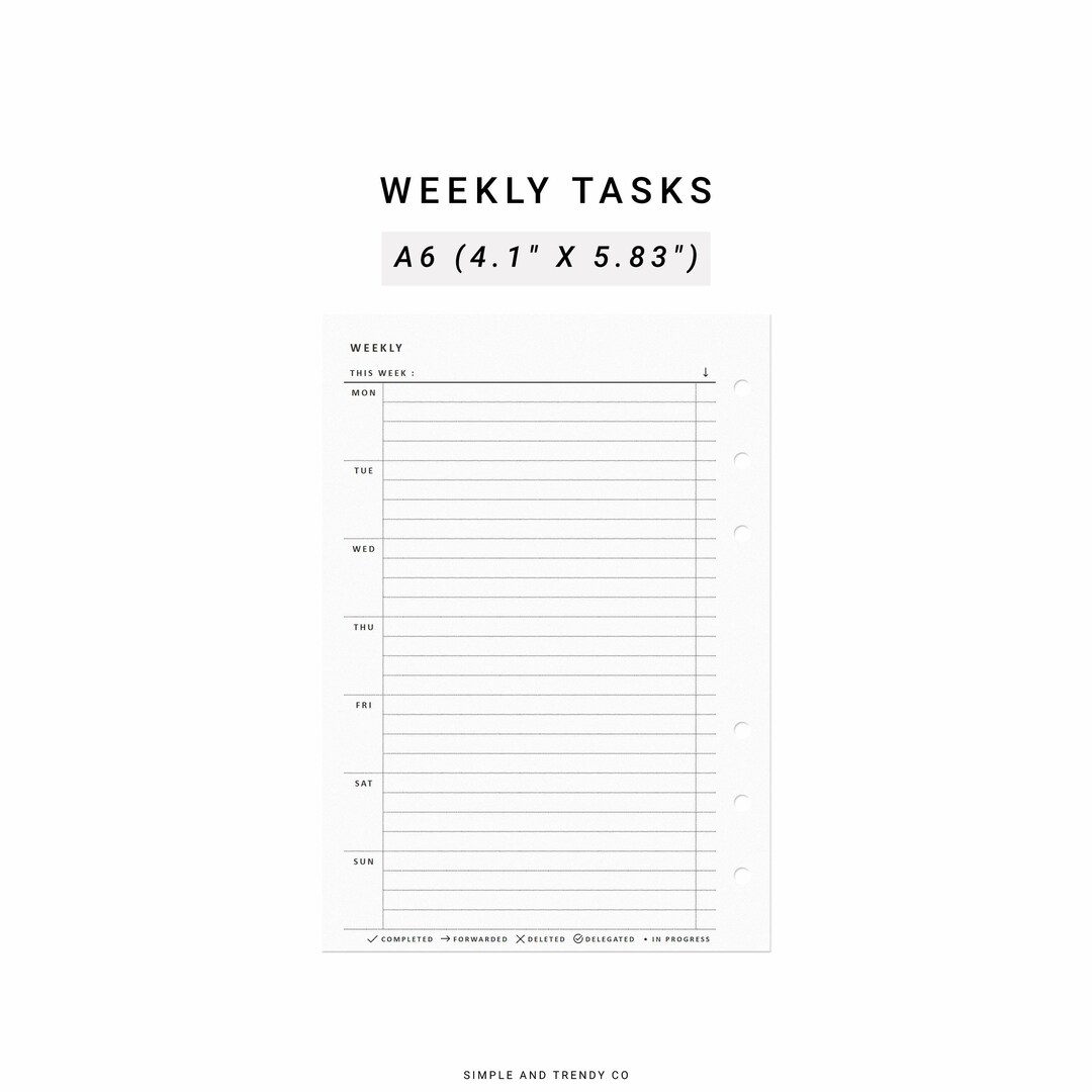 Weekly Planner Printable A6 Inserts Weekly Agenda Weekly Etsy Weekly Planner Printable A6 Inserts Weekly Agenda Weekly Etsy