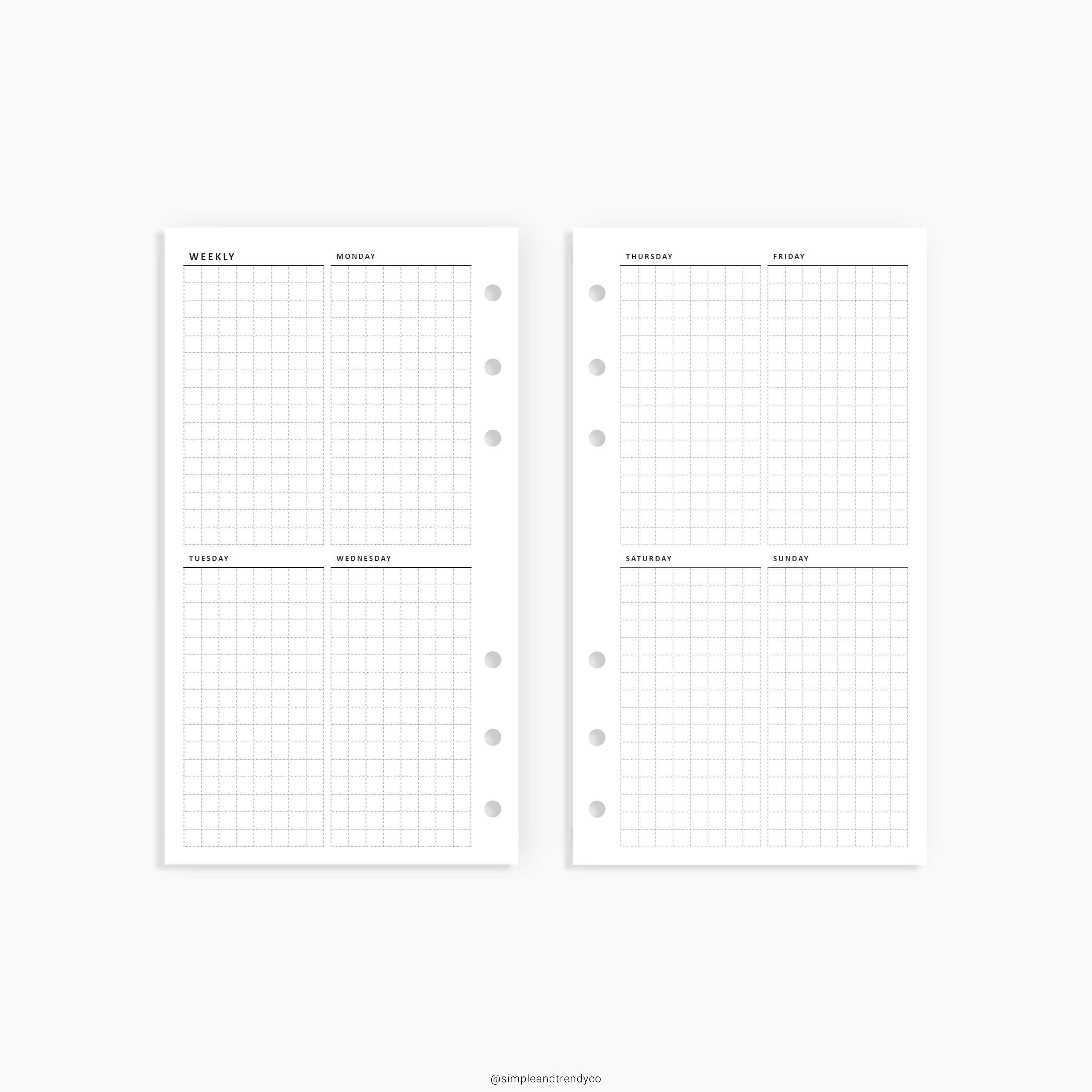 Week on 2 Two Pages Personal Planner Inserts Weekly Agenda | Etsy