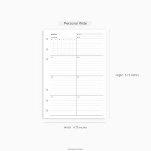 Week on One Page Printable Personal Wide Weekly 1 Page | Etsy
