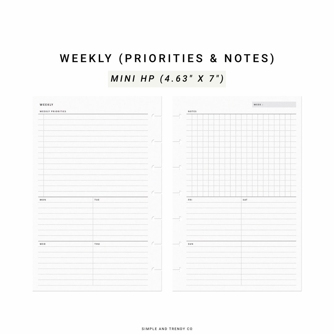 Weekly Planner Happy Planner Mini, Weekly Agenda WO2P, Printable Weekly ...