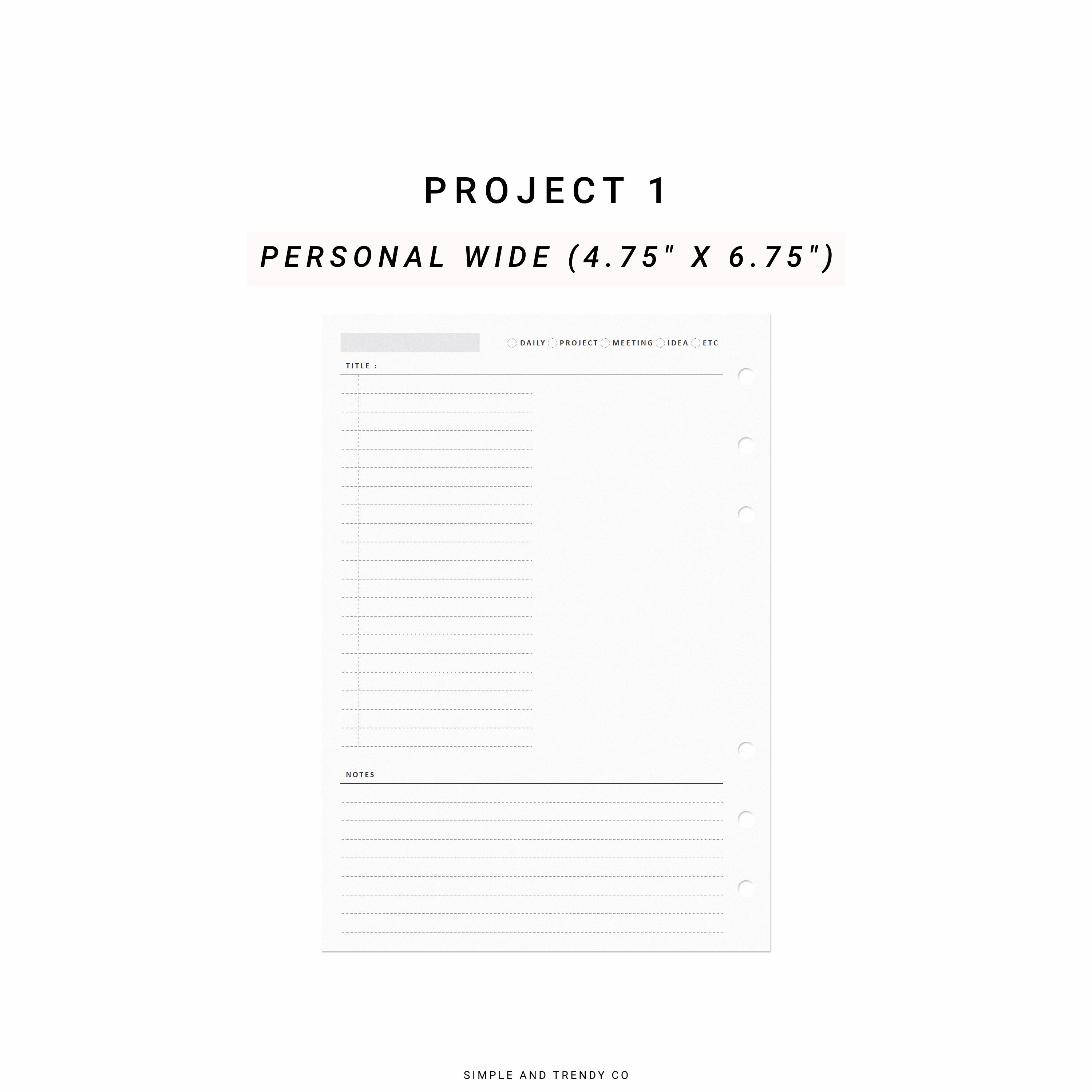 Project Planner Personal Wide Printable Daily Planner Ideas - Etsy
